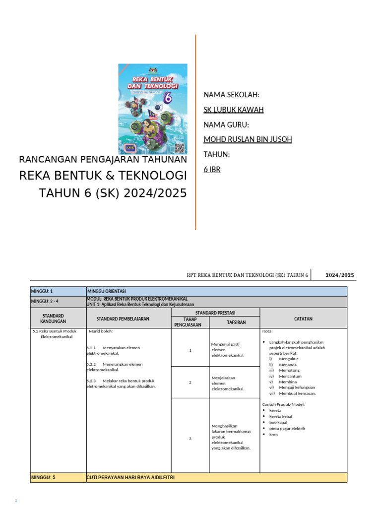 RPT RBT THN 6 | PDF