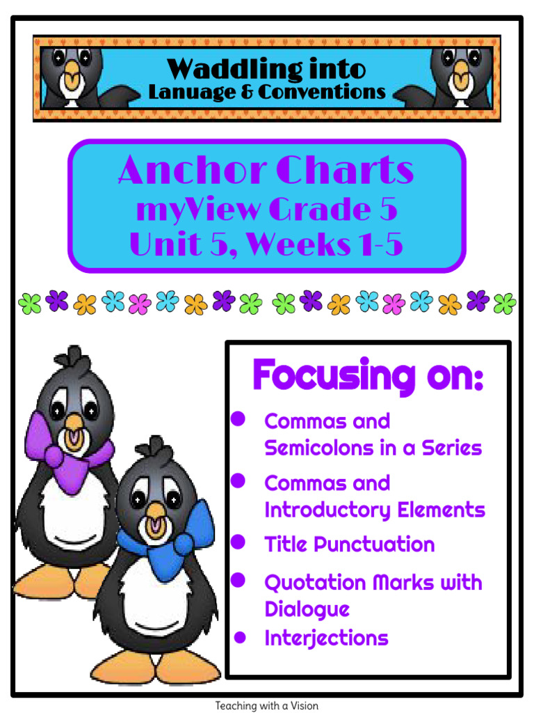 Anchor Charts: Myview Grade 5 Unit 5, Weeks 1-5 | PDF