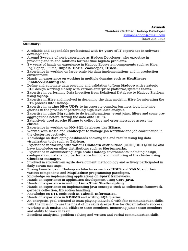 Avinash Hadoop | PDF