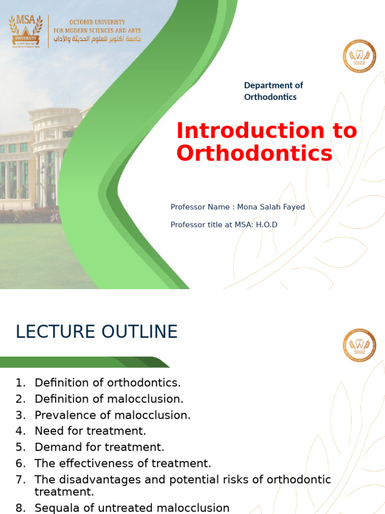 Introduction To Orthodontics | PDF