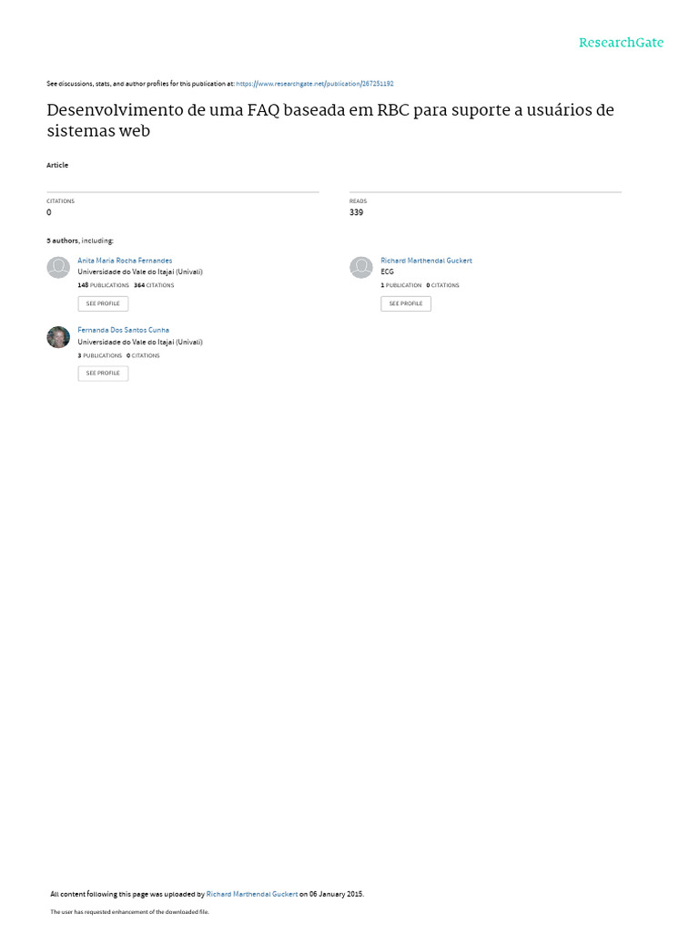 Desenvolvimento de Uma FAQ Baseada em RBC para Sup | PDF