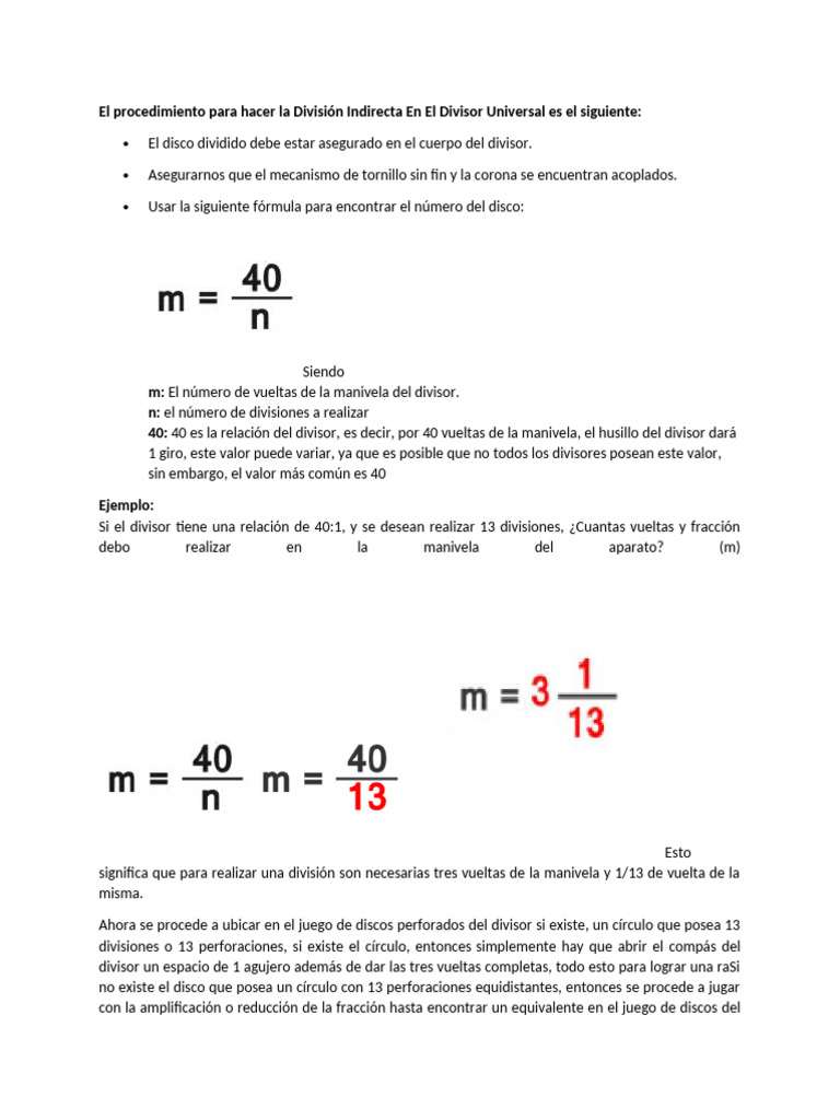 Divisão Indireta no Divisor Universal | PDF