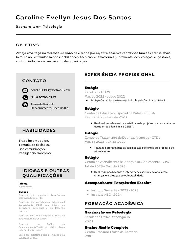 CV Caroline Santos | PDF