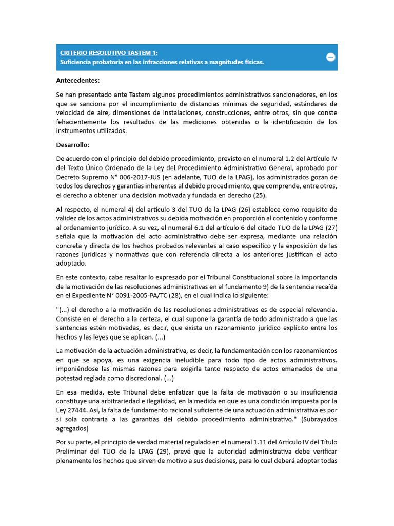 Criterio Resolutivo Tastem 1 | PDF