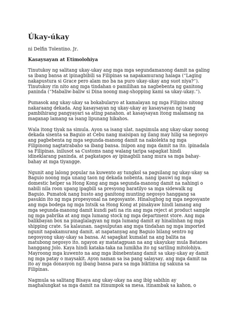UKAY UKAY Ni RolandoTolentino | PDF