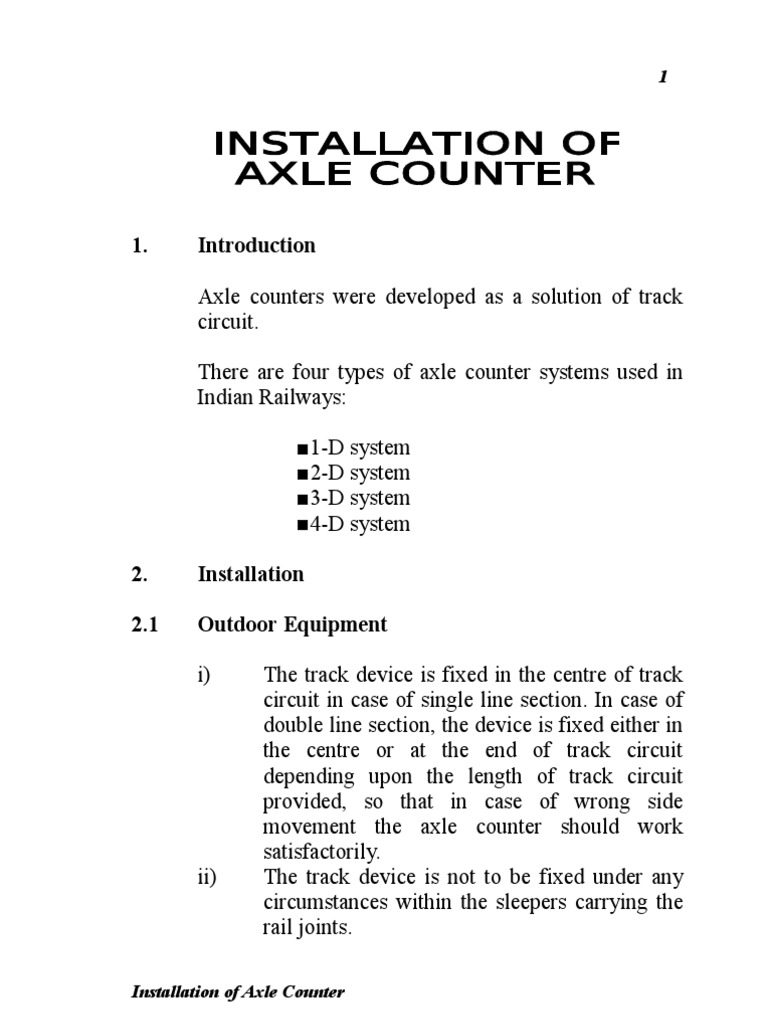 Instalation Practice For Axle Counter On Indian Railways | PDF | Track ...