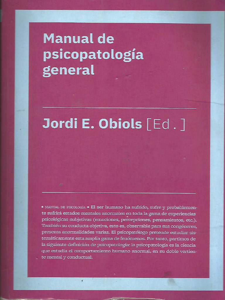 Cap.1 - Manual de Psicopatología General - Obiols J. | PDF