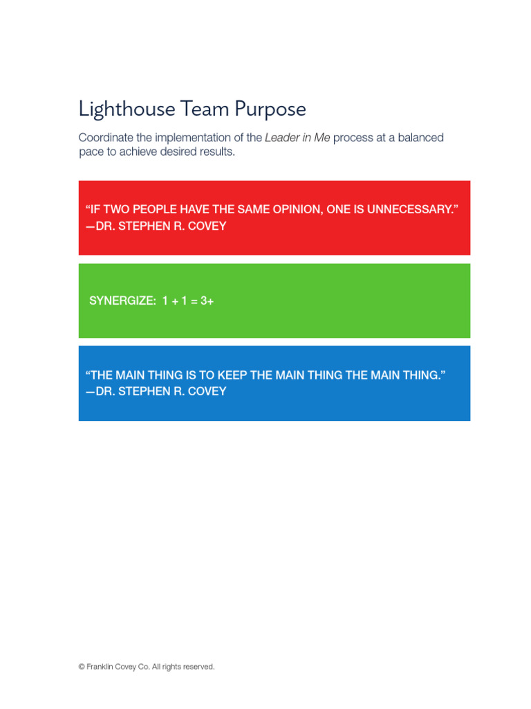 Lighthouse Team and Action Team Leaders | PDF