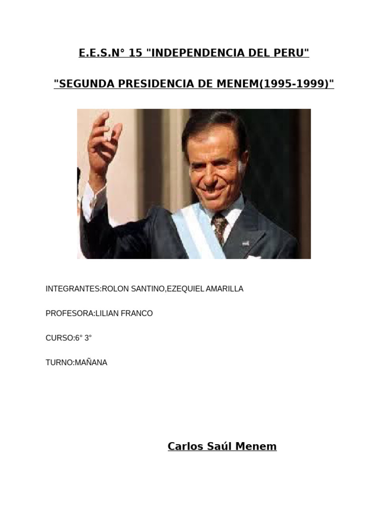 Trabajo Practico Menem 2 | PDF | Argentina