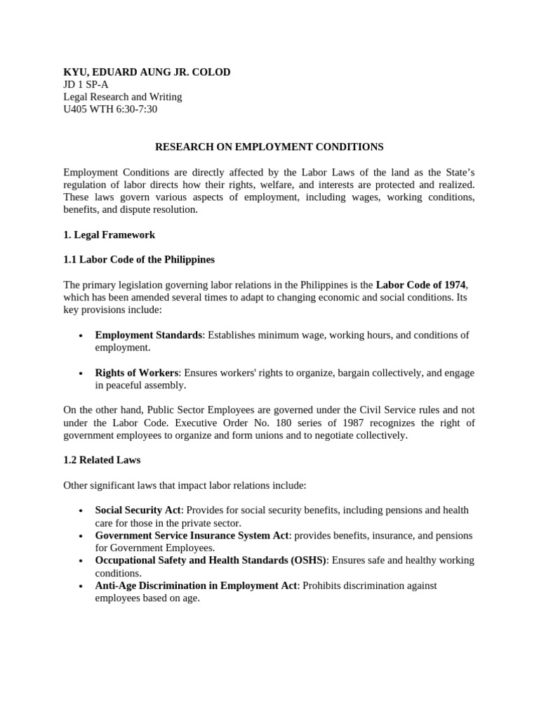 Employment Conditions | PDF