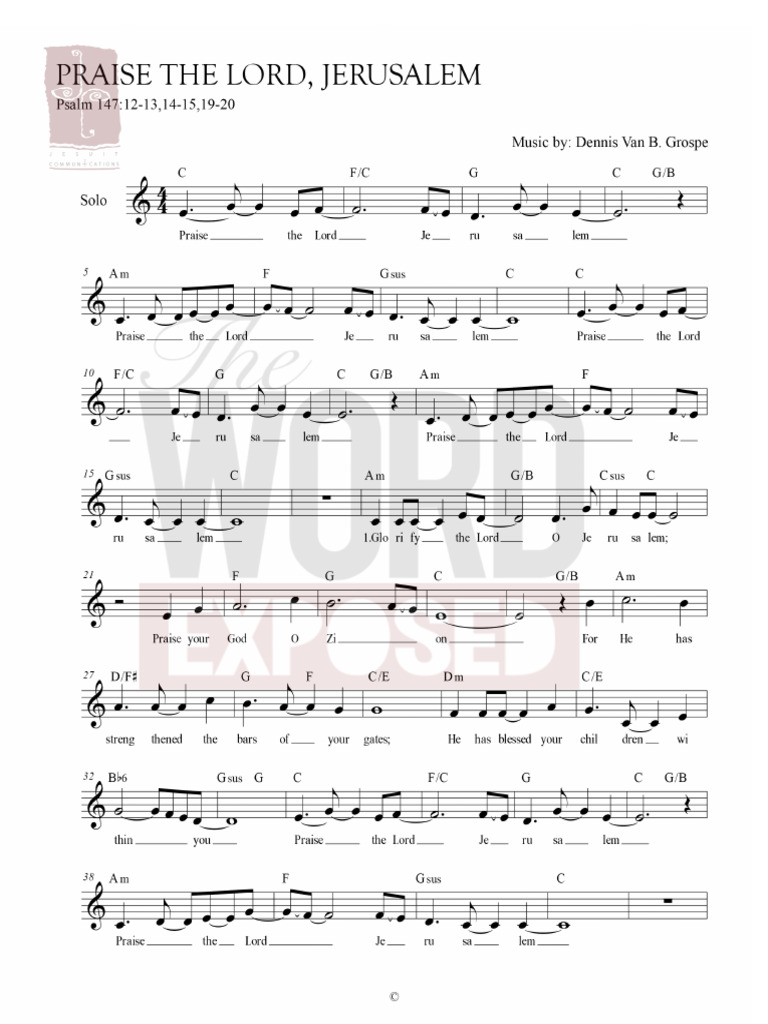 PSALM - Praise The Lord, Jerusalem (Ps147) | PDF