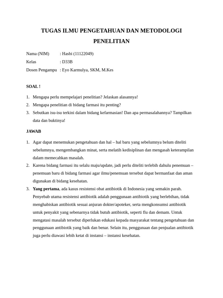 Tugas Metodologi Penelitian | PDF