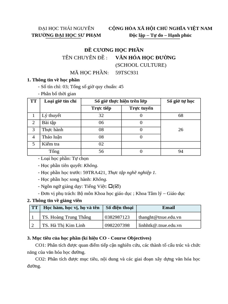 Vanhoahocduong - GDH k59 | PDF