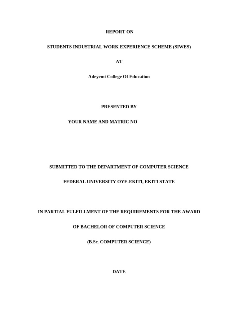 Siwes Report Format | PDF