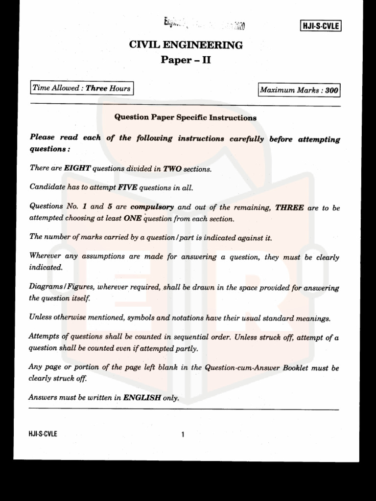 Paper-2 - IES 2020 - Mains - CE Question Papers With Answers PDF ...