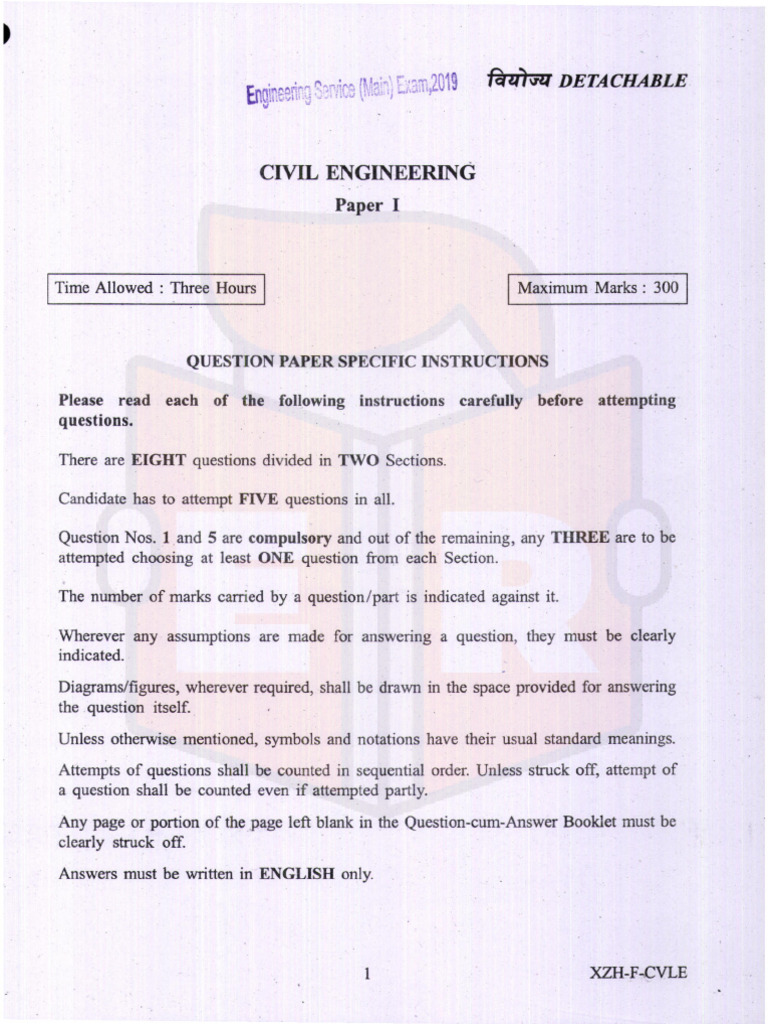 Paper-1 - IES 2019 - Mains - CE Question Papers With Answers PDF ...