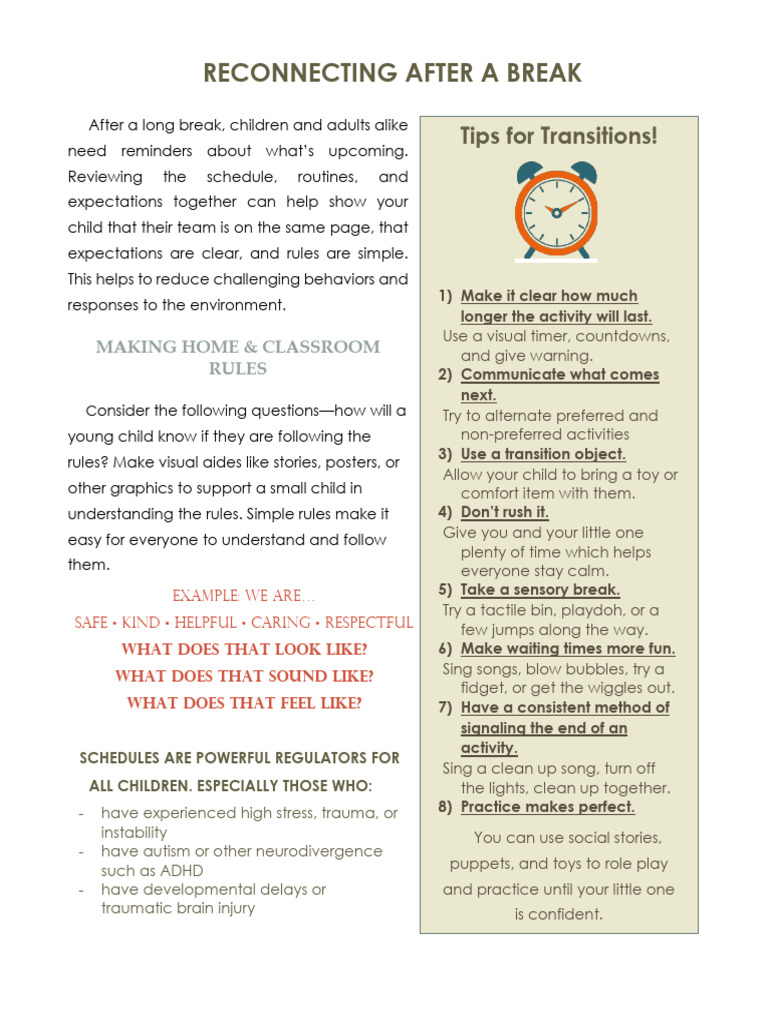 Reconnecting After Break | PDF