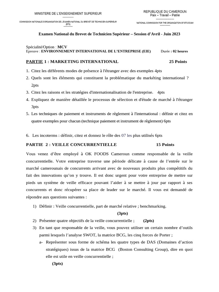 Sujet 2 EIE BTS 2023 | PDF