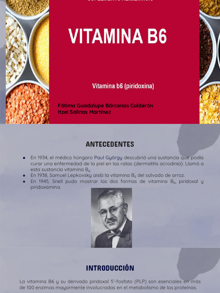 Vitamina B6 | PDF | Biofísica Molecular | Salud y bienestar
