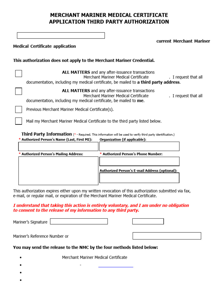 3rd Party Authorization Med Cert | PDF