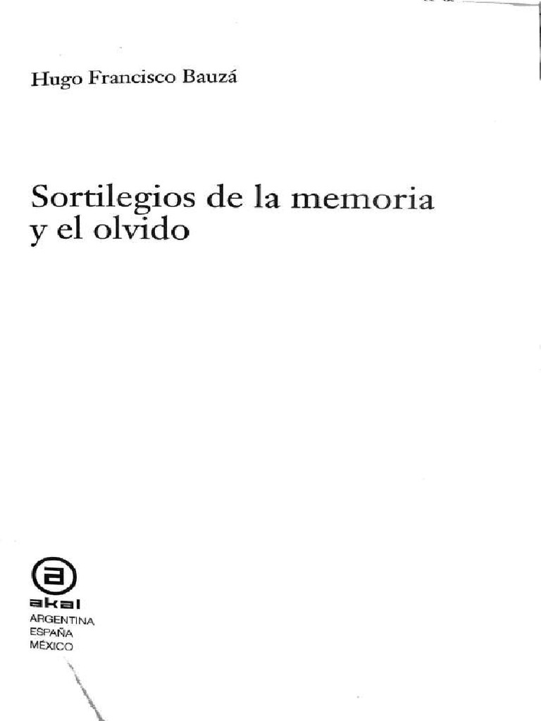 Hugo Bauzá, Sortilegios de La Memoria y El Olvido | PDF