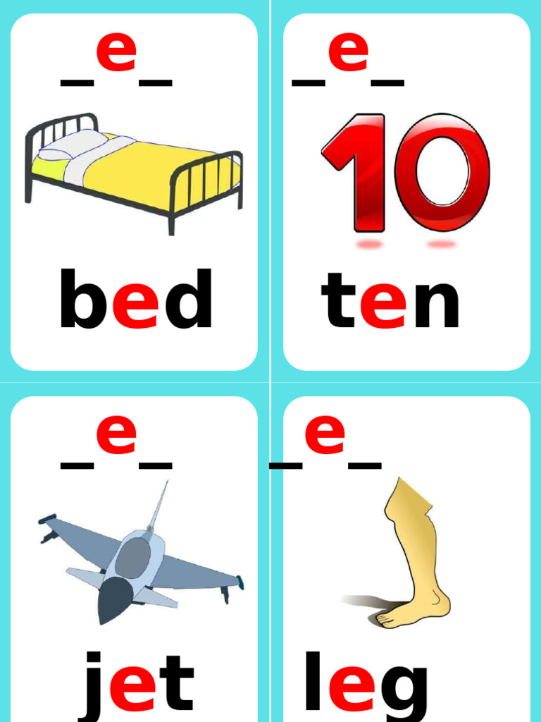 Phonics CVC Words Letter E Flashcards | PDF