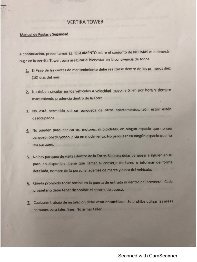 Manual de Reglas y Seguridad. Vertika To | PDF