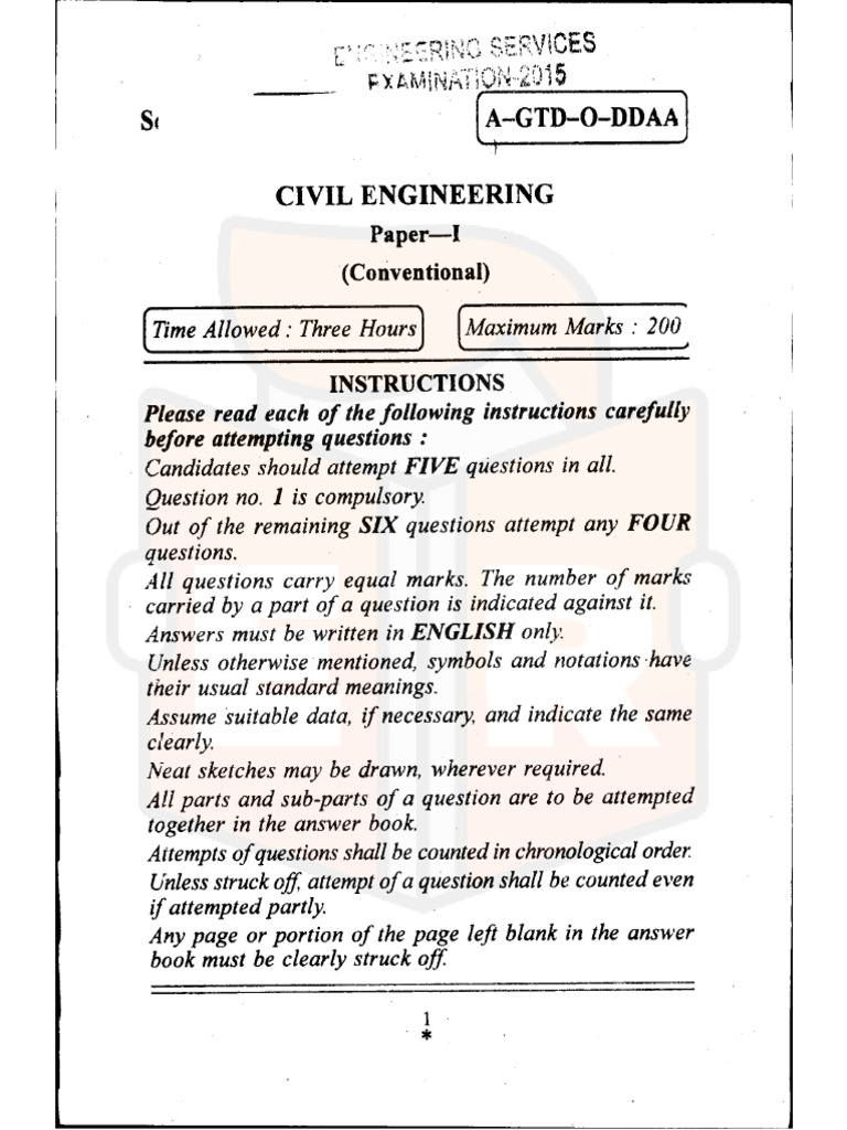 Paper-1 - IES 2015 - Mains - CE Question Papers With Answers PDF ...