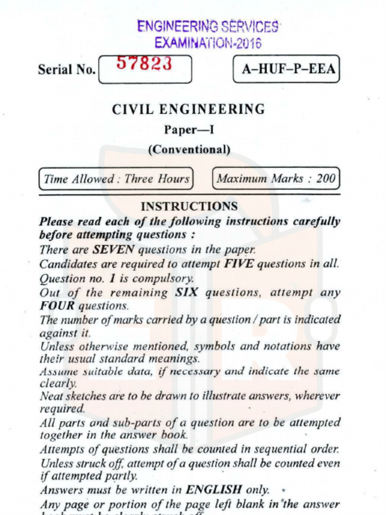 Paper-1 - IES 2016 - Mains - CE Question Papers With Answers PDF ...