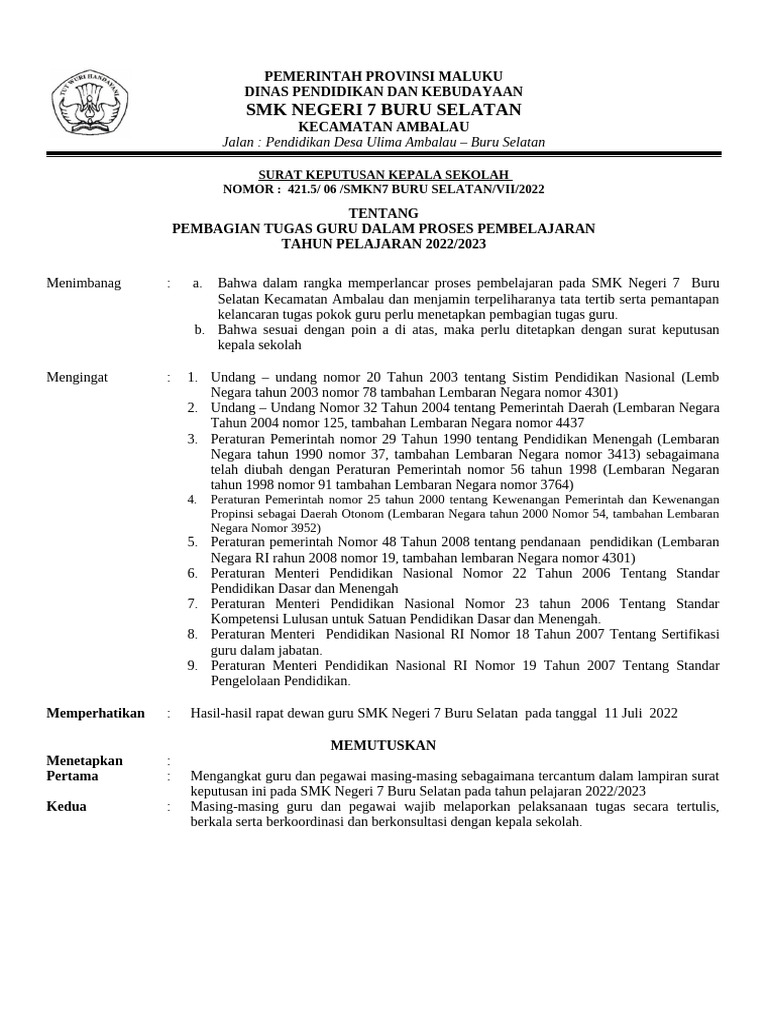 Beban Mengajar TP 2022 2023 | PDF