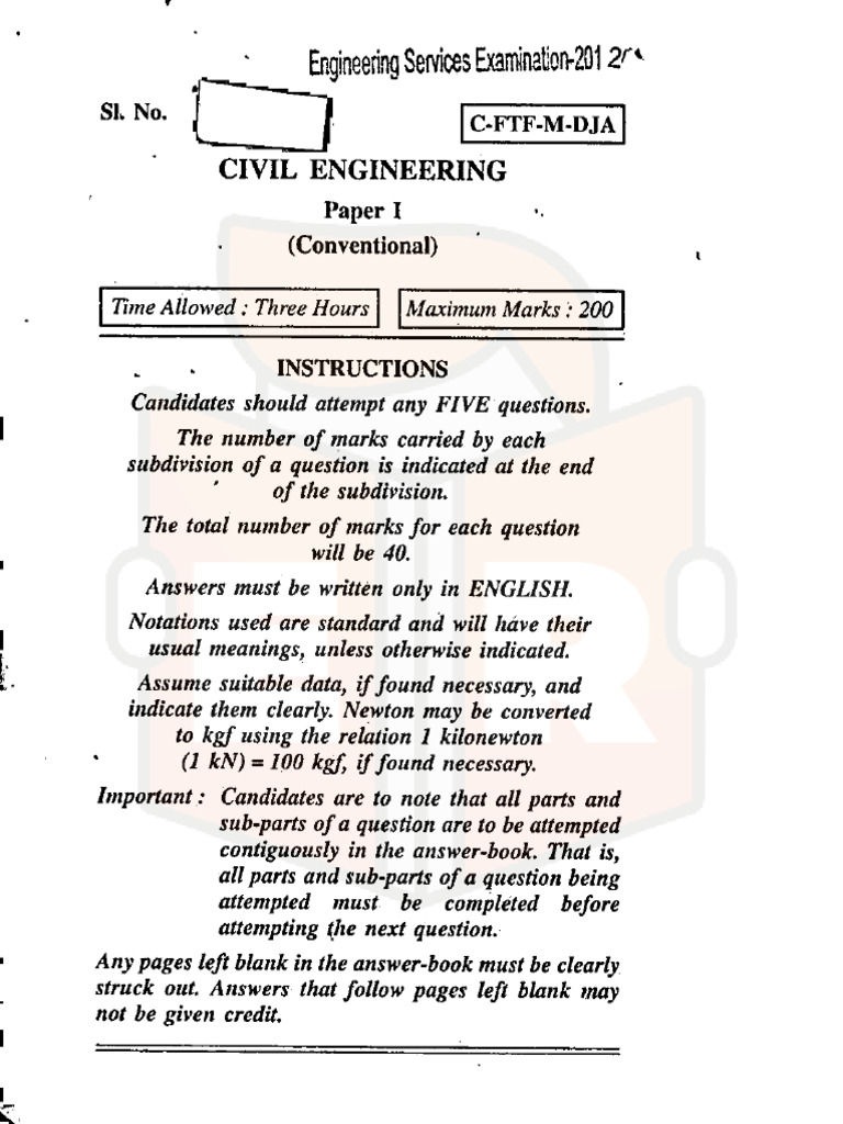 Paper-1 - IES 2012 - Mains - CE Question Papers With Answers PDF ...