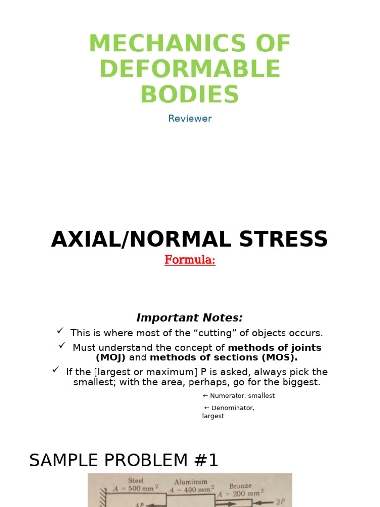 Mechanics of Deformable Bodies | PDF