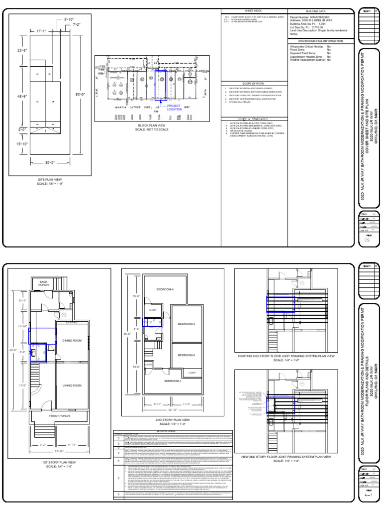 Ethan 3020 MLK BLVD Framing Repair Permit Drawing Set | PDF | Drywall ...