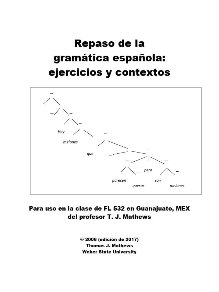 Parte 1 Repaso de La Gramática Española, Ejercicios y Contextos Autor ...