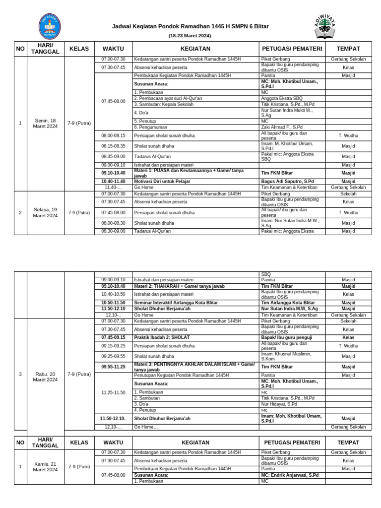 Jadwal Edit Baru | PDF