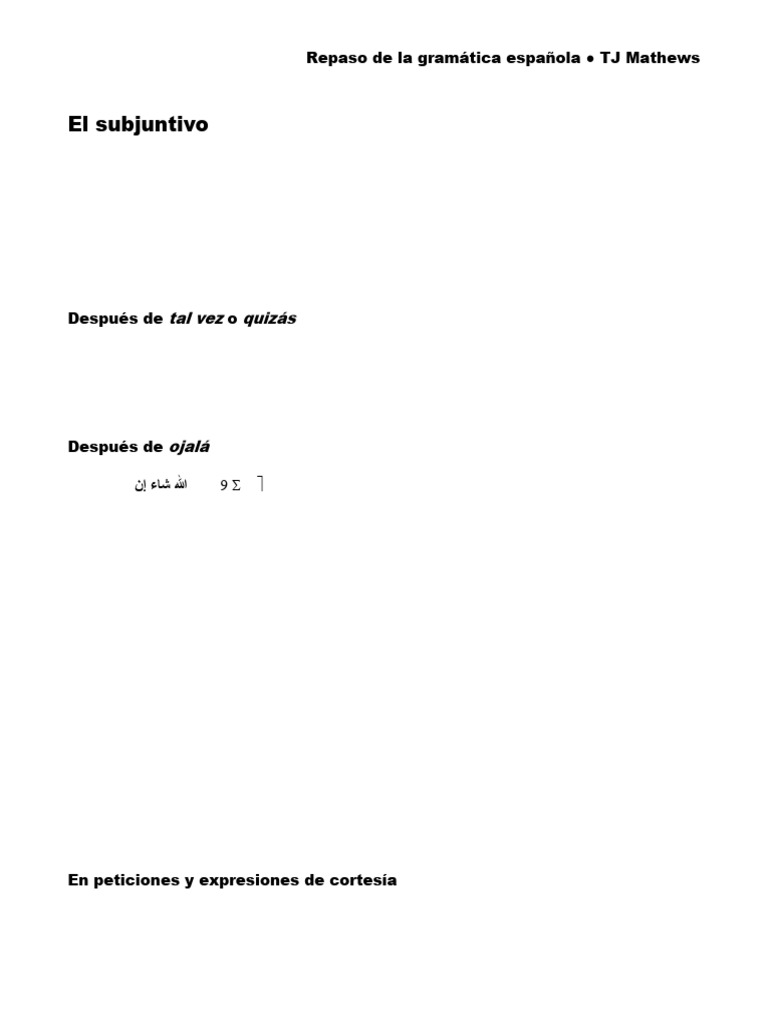 Parte 3 Repaso de La Gramática Española, Ejercicios y Contextos Autor ...
