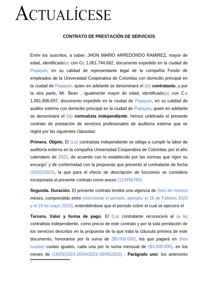 VA22 Contrato de Auditoria Externa | PDF
