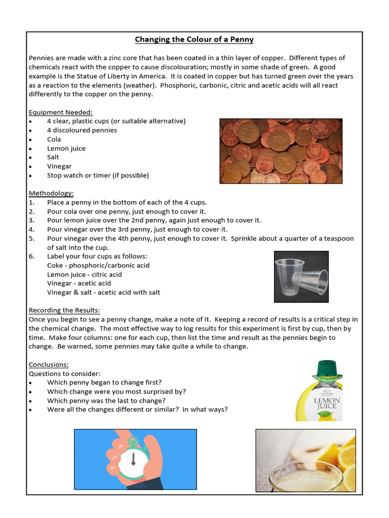 Chemical Changes Science Experiments | PDF