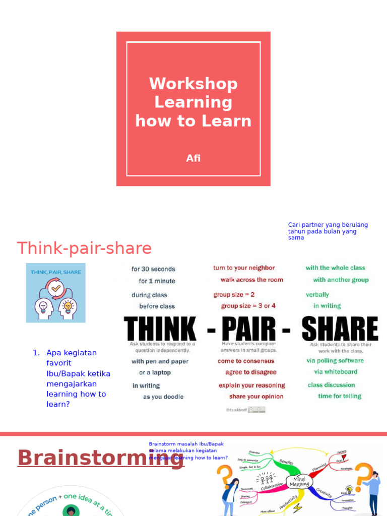 Workshop Learning How To Learn - Program Matriklulasi DH | PDF