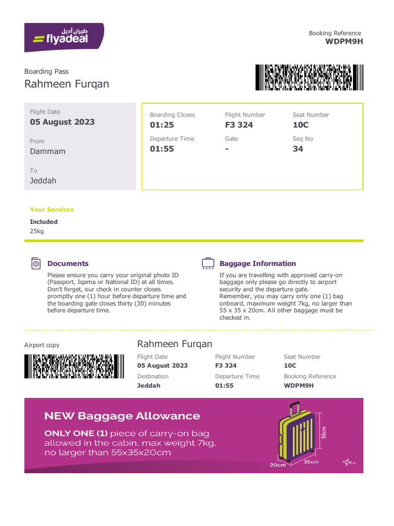 Flyadeal Boarding Pass 6 | PDF