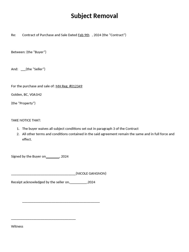 Subject Removal Form | PDF