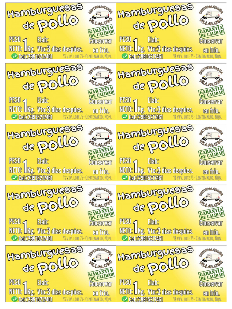HaMBUR FRESCA POLLO Stickers | PDF