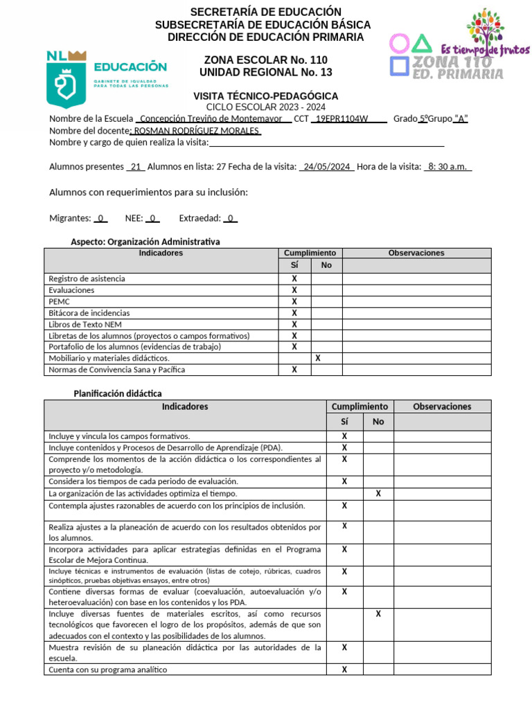 Formato Visita Aulica 2023-2024 z110 Actualizada-1 | PDF
