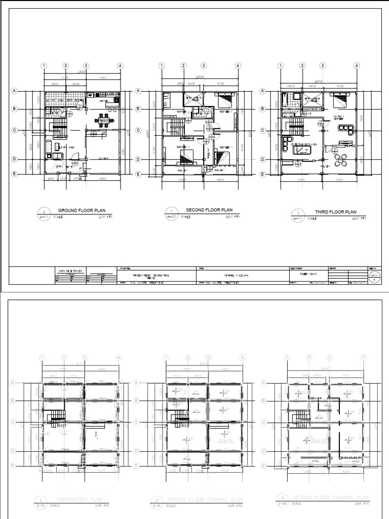 3 Storey House Layout With Structural Layout | PDF