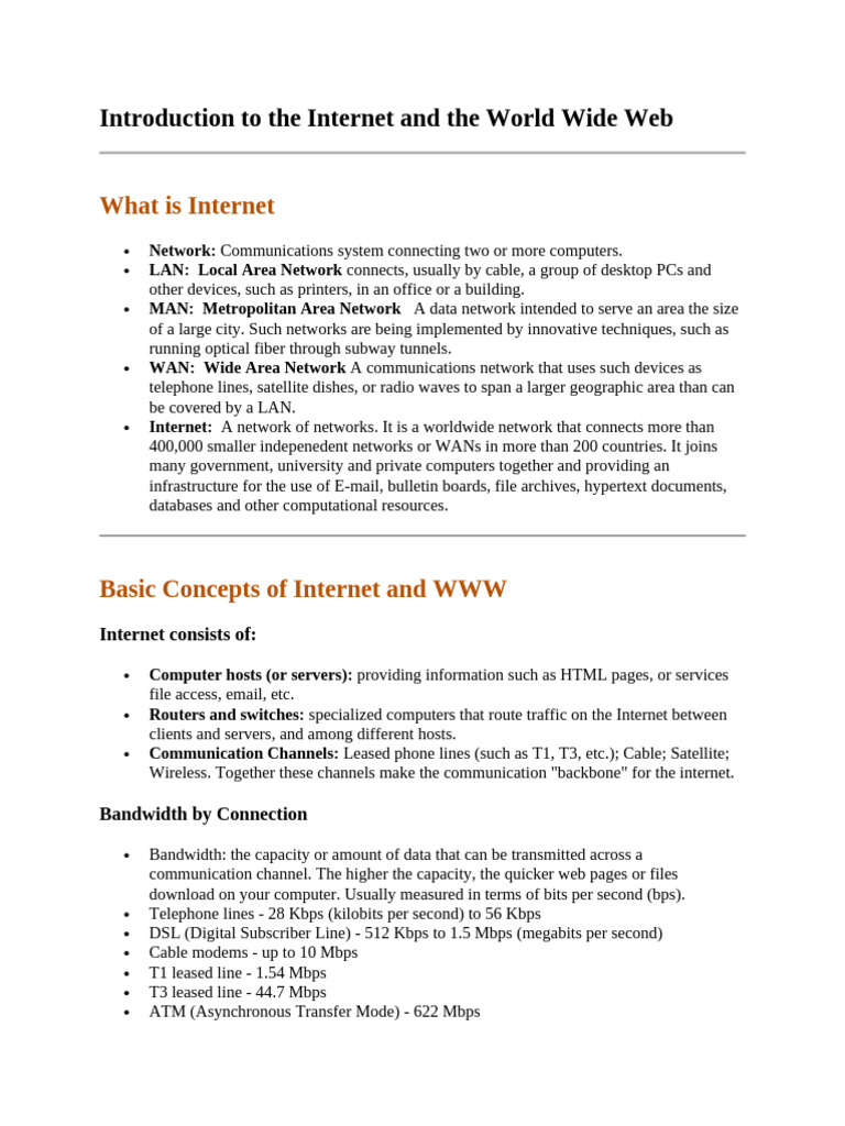 Intro. To Internet and WWW | PDF