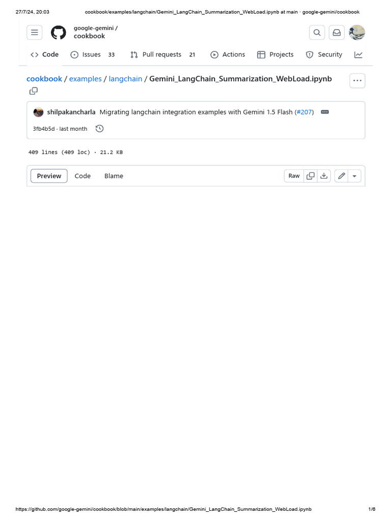 Cookbook Examples Langchain Gemini LangChain Summarization WebLoad - Ipynb at Main Google-Gemini ...