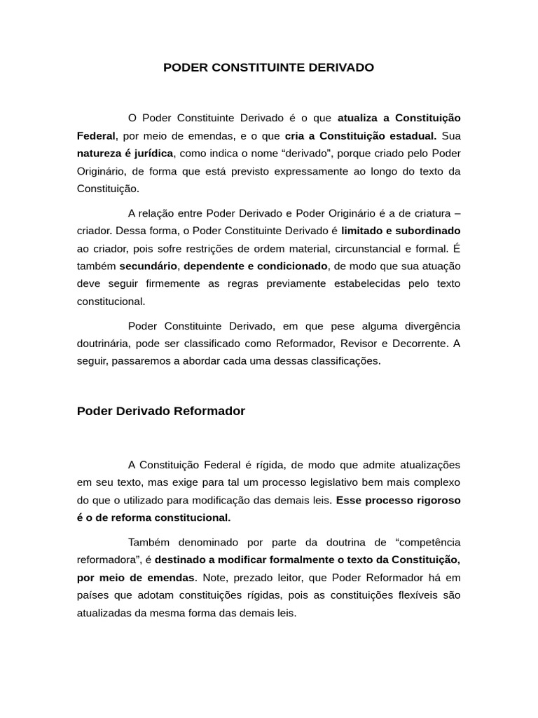 Poder Constituinte Derivado | PDF