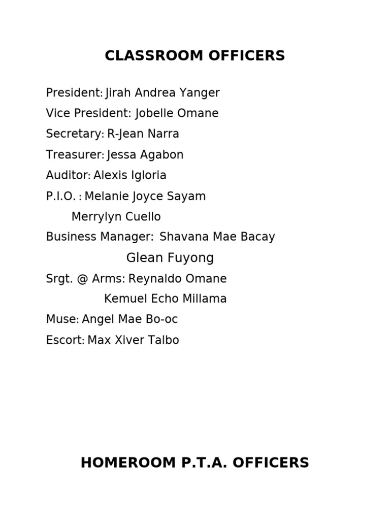 Classroom Officers | PDF