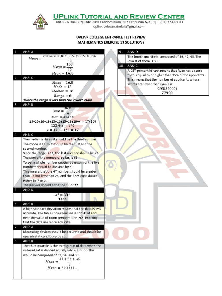 Math Exer 13 Solution | PDF