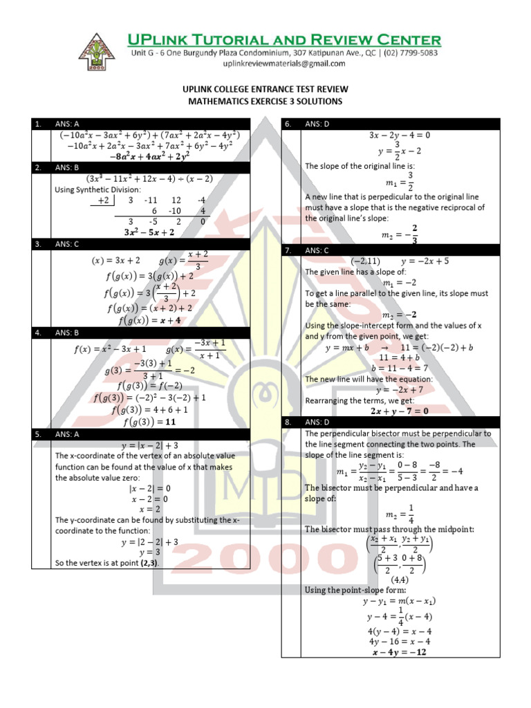 Math Exer 3 Solution | PDF